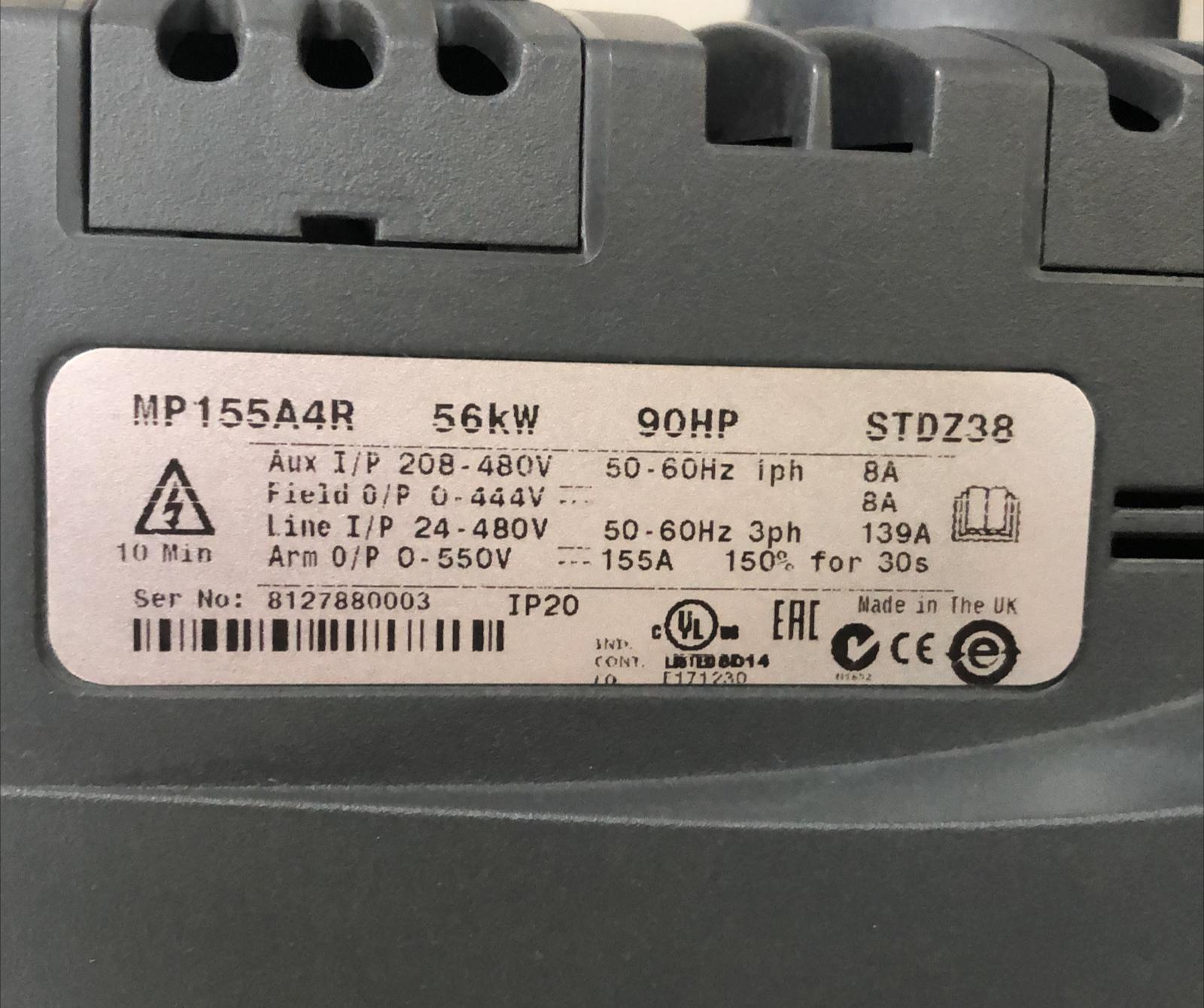 EMERSON İNDUSTRİAL AUTOMATİON, MENTOR MP DC DRİVE, 90HP 155A 56KW SÜRÜCÜ İNVERTER, BESLEME 380 ...